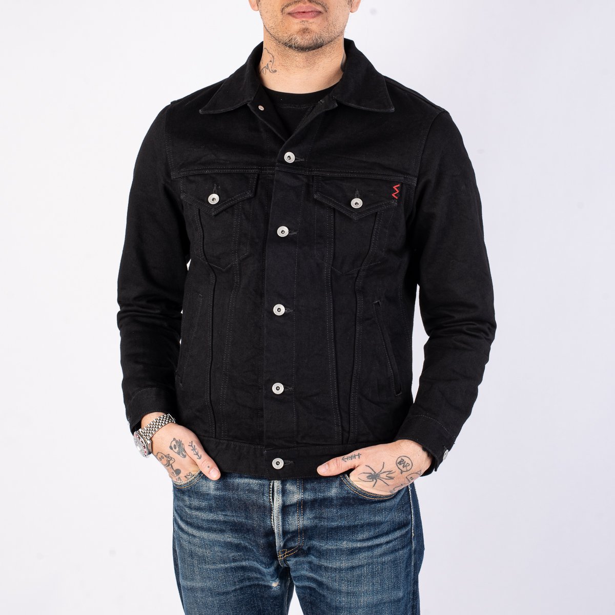 Iron Heart IHJ-86-BLK 14oz Selvedge Denim Modified Type III Jacket ...