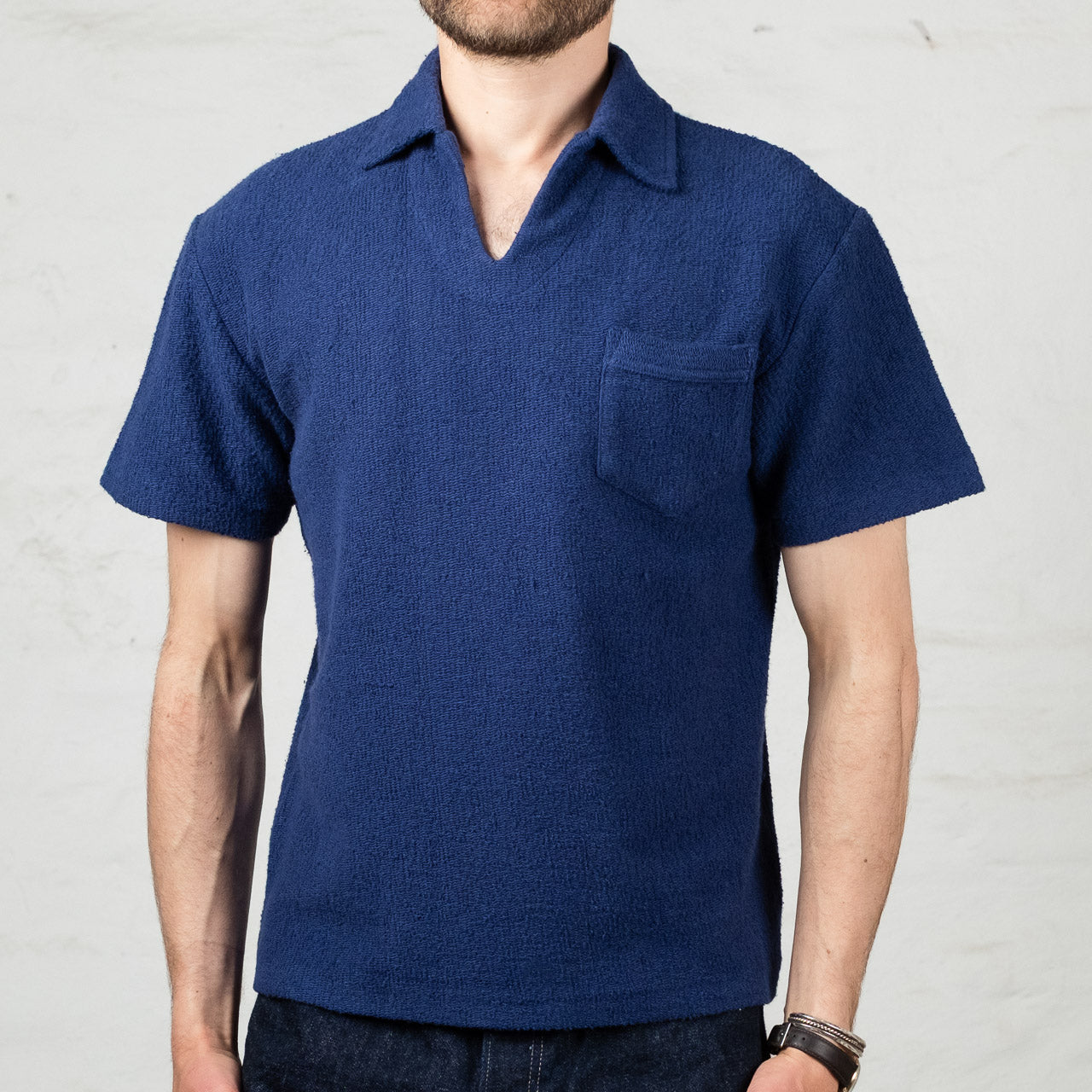 Cotton Pile Skipper Shirt Navy