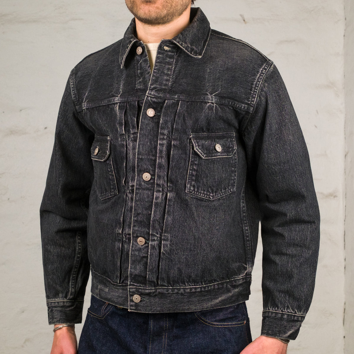 14.25 oz. Black Denim Type II Jacket 1953 Aged Black