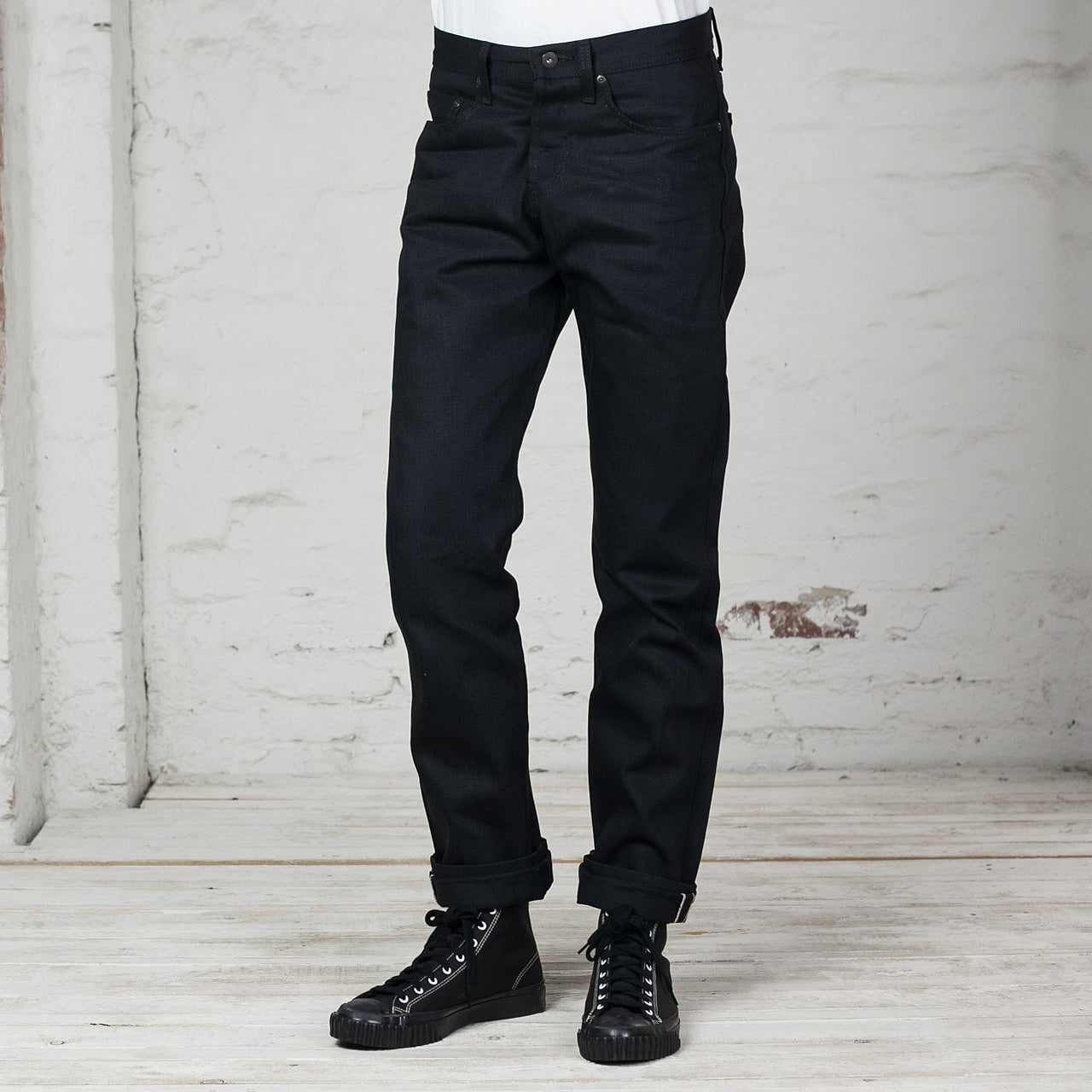 Naked & Famous Denim Weird Guy Solid Black Selvedge